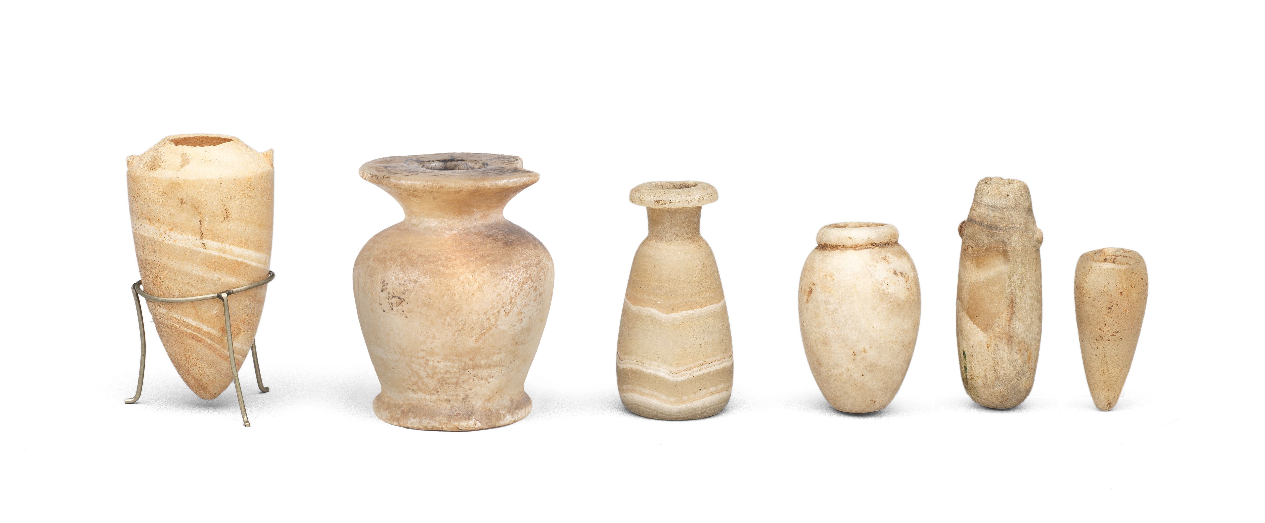 Six Egyptian alabaster vessels Early - auctions & price archive