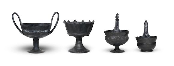 Bonhams : Four Etruscan Bucchero ware pottery vessels 4