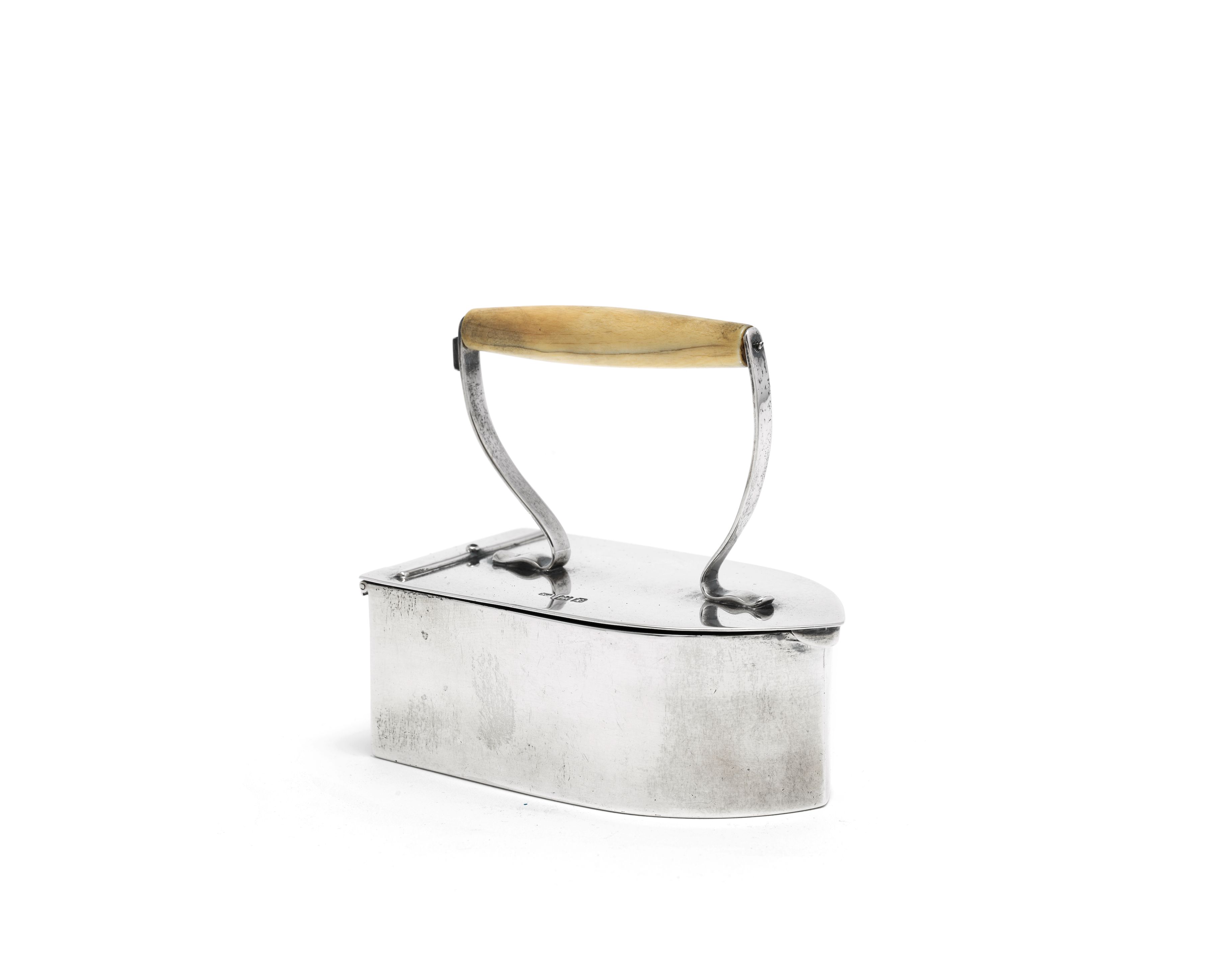 Bonhams : An Edwardian novelty silver 'clothes iron' playing card box ...