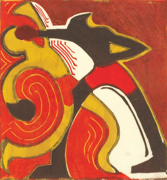 Bonhams : Ursula Fookes (British, 1906-1991) Boxers Linocut printed in ...