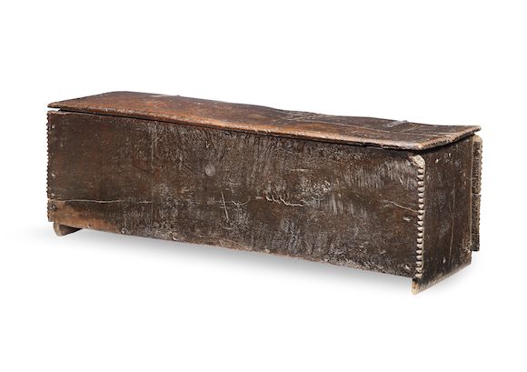 Bonhams : An early 17th century large oak boarded chest, English or Welsh
