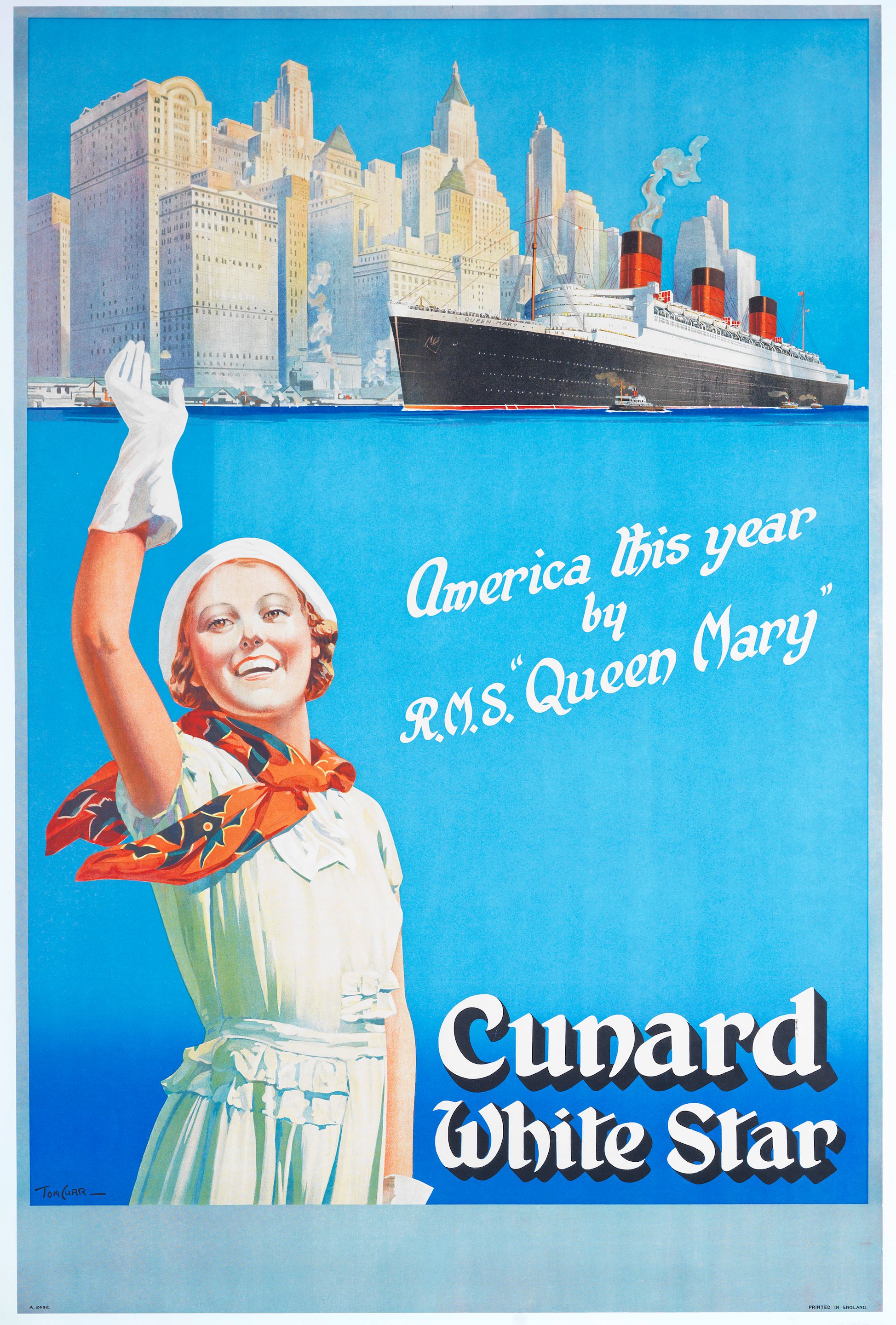 Bonhams : TOM CURR (1887-1958) CUNARD WHITE STAR, America this year....