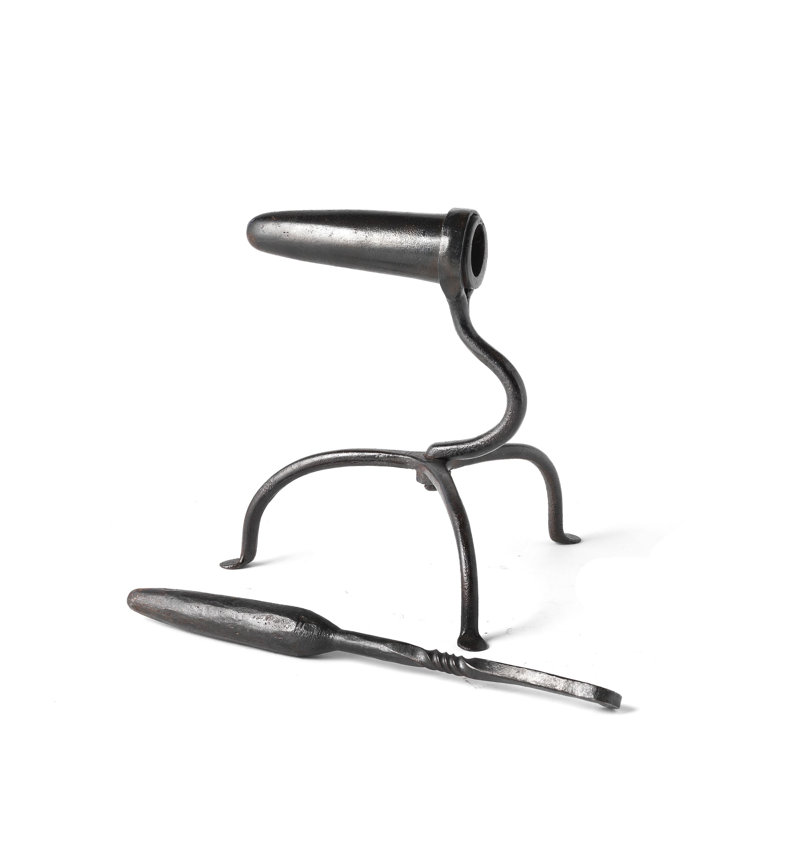 Bonhams : A wrought iron goffering iron, with poker, British, circa ...
