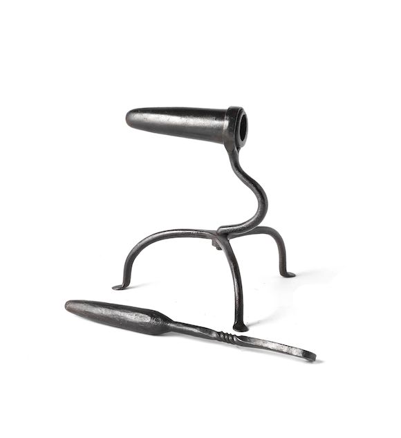 Bonhams : A wrought iron goffering iron, with poker, British, circa ...