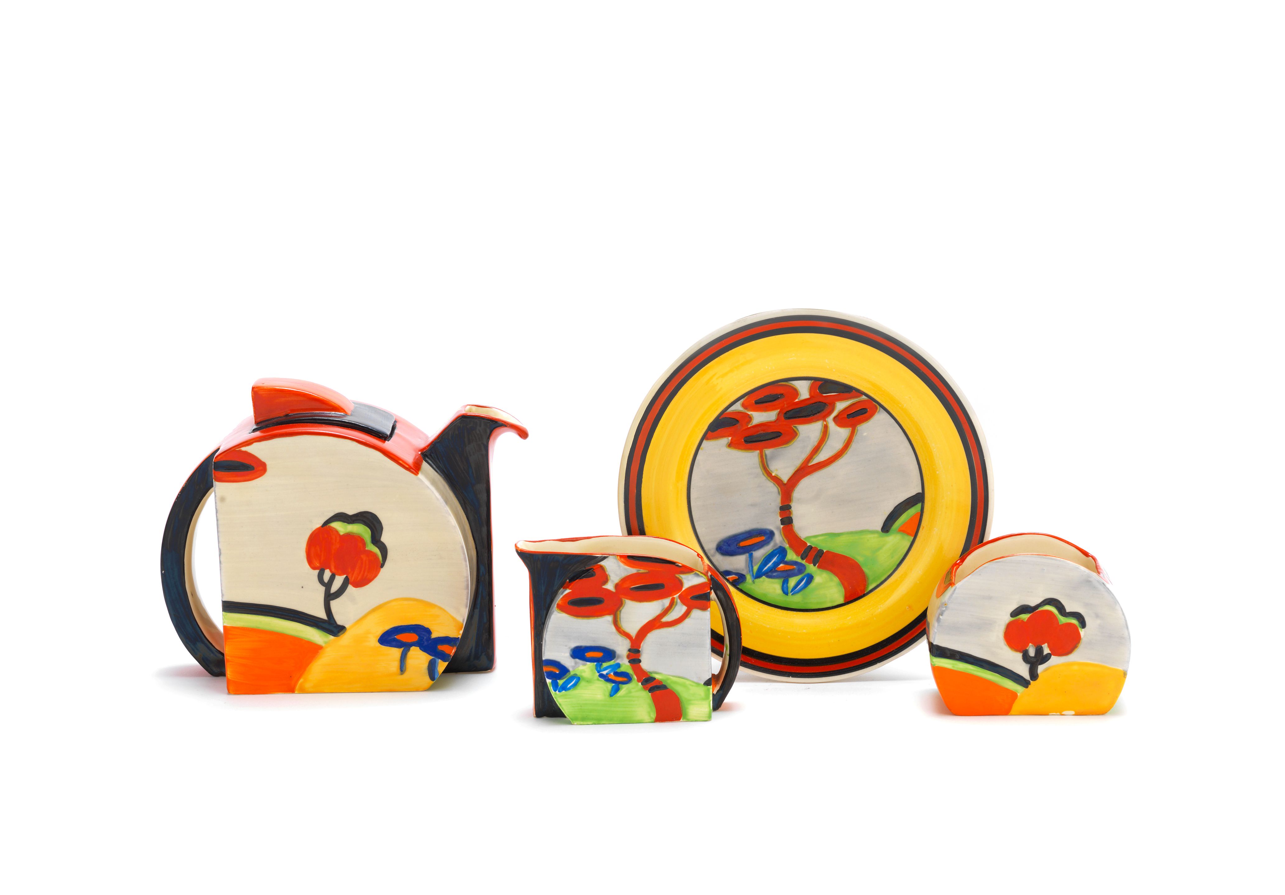 Bonhams : A Rare Bizarre 'Applique Red Tree' Part Stamford Tea Service ...