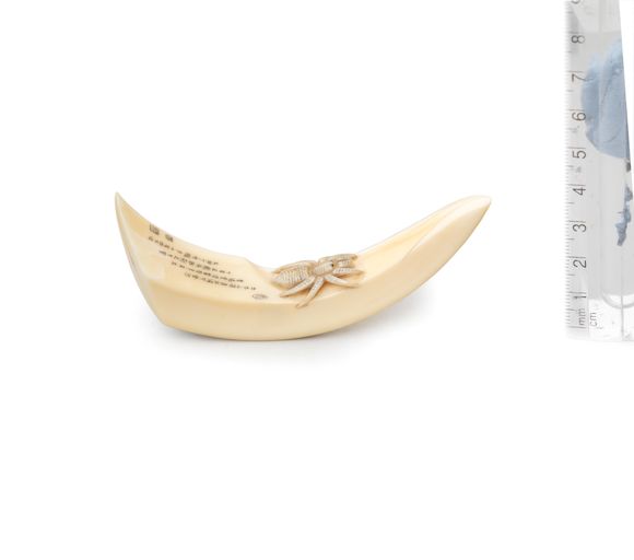 Bonhams : A boar-tusk netsuke with a spider By Seiyodo Tomiharu (1733 ...