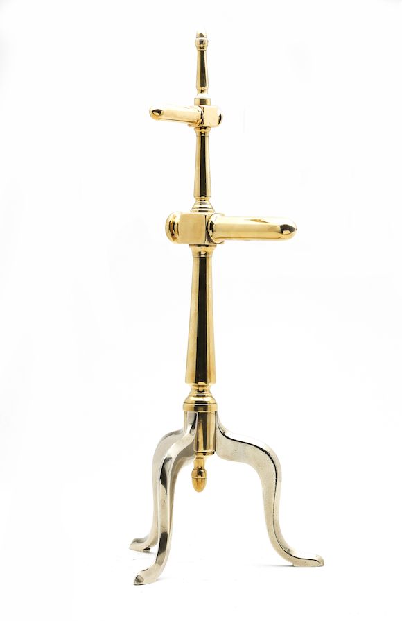 Bonhams : A rare cast brass and paktong double goffering iron, British ...