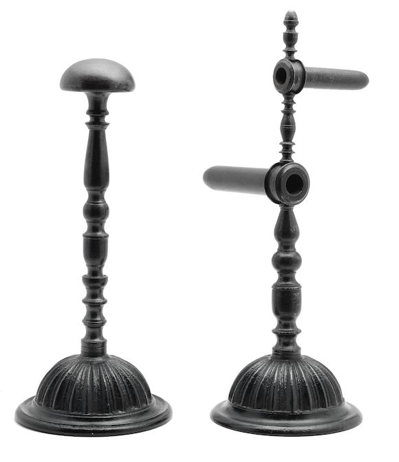 Bonhams : A matching cast iron double goffering iron, and wig stand ...