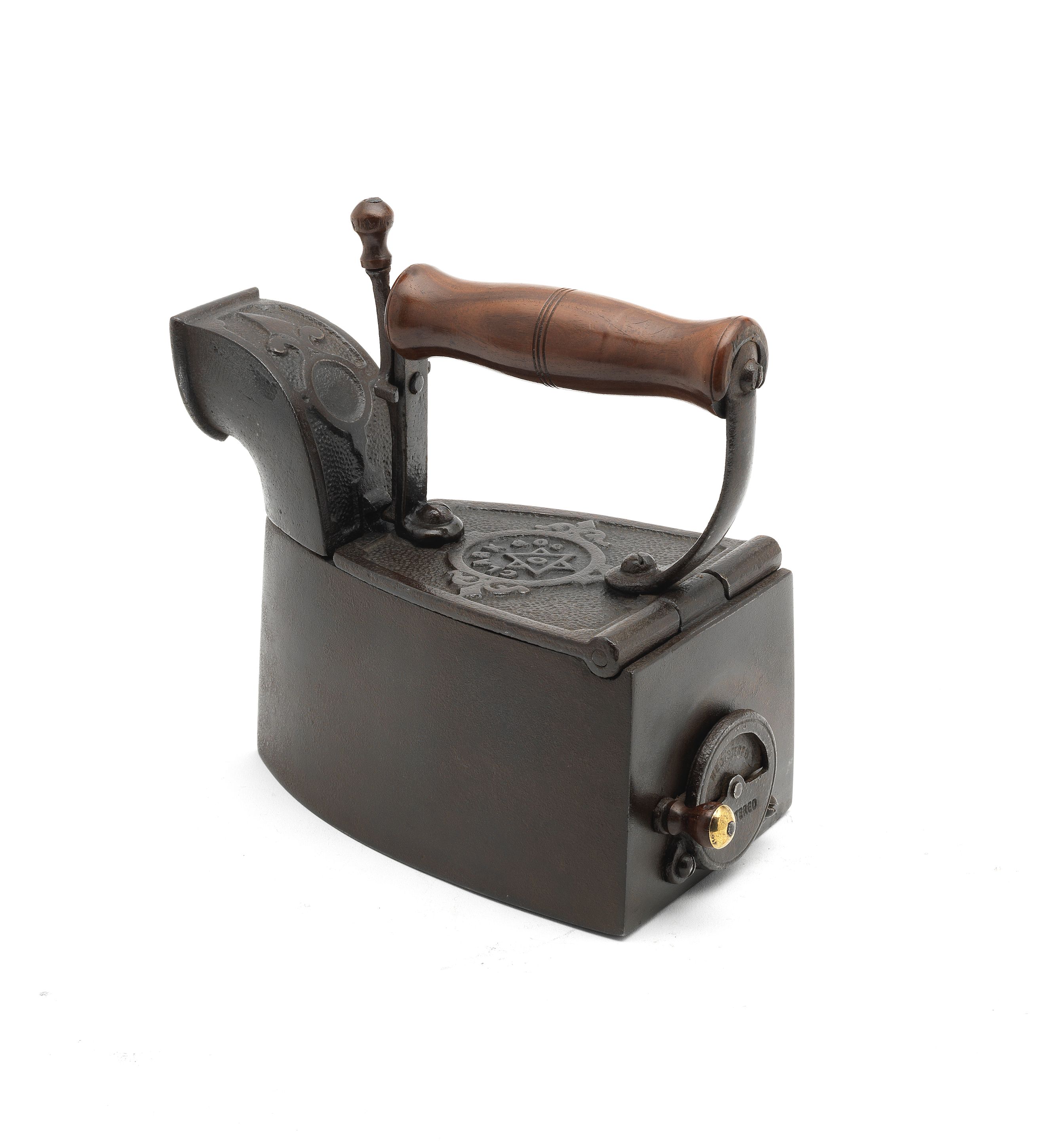 Bonhams : A fine cast iron charcoal iron, English, circa 1873, by T ...