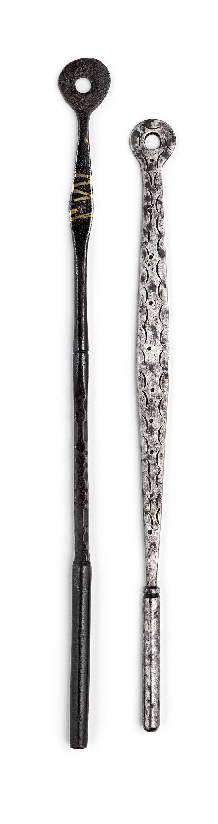 Bonhams : Two steel poking sticks, British (2)