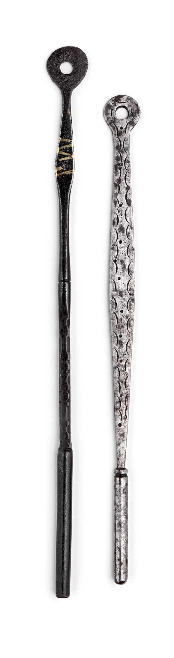 Bonhams : Two steel poking sticks, British (2)