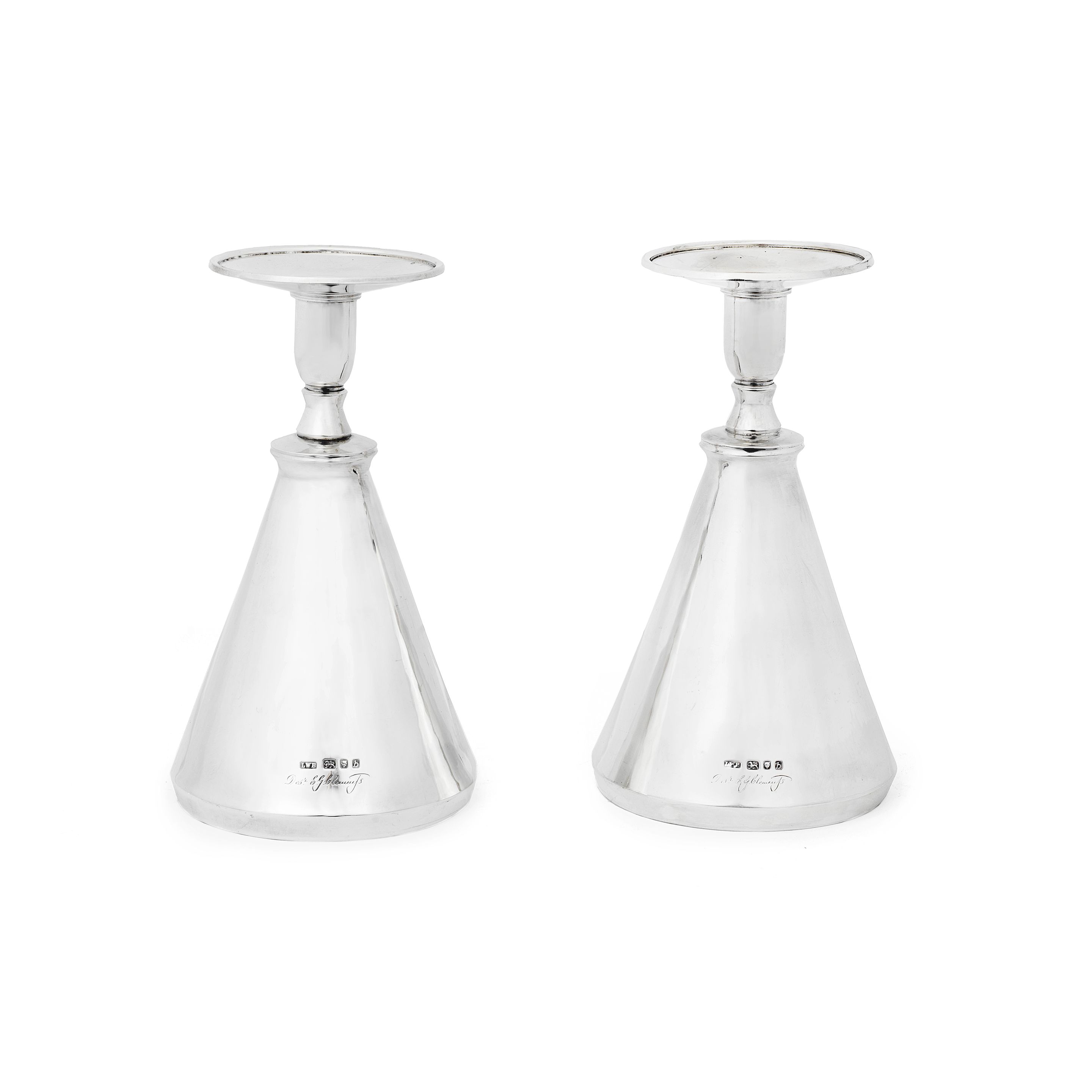 Bonhams : A pair of silver candlesticks mark for Leonard William Burt ...