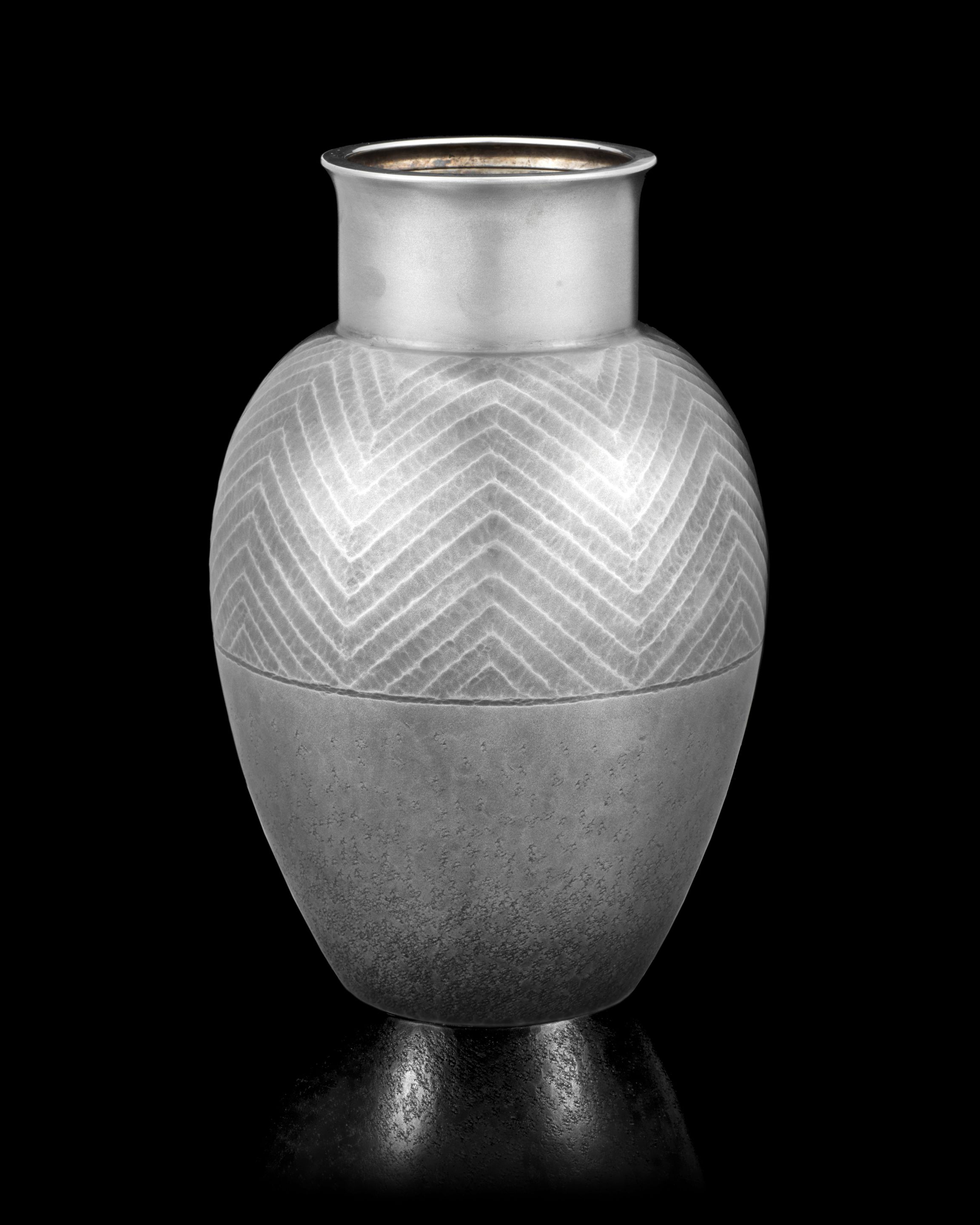 Bonhams : A Japanese silver vase by Mitsuo, base stamped Mitsuo and ...