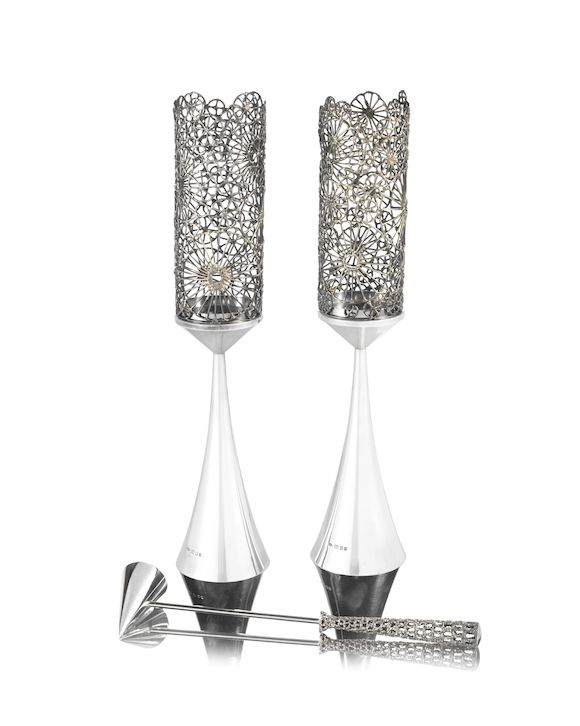Bonhams : STUART DEVLIN: A pair of silver and silver-gilt filigree ...