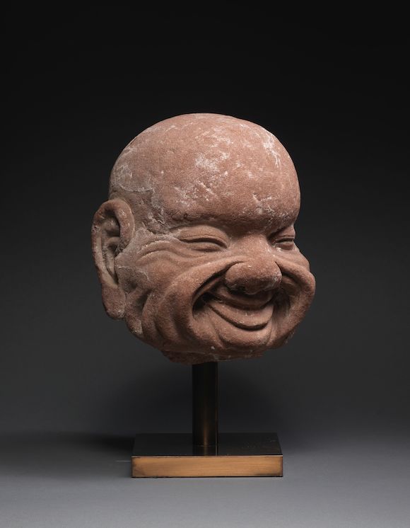 Bonhams : A rare sandstone head of a luohan 14th/15th century (2)
