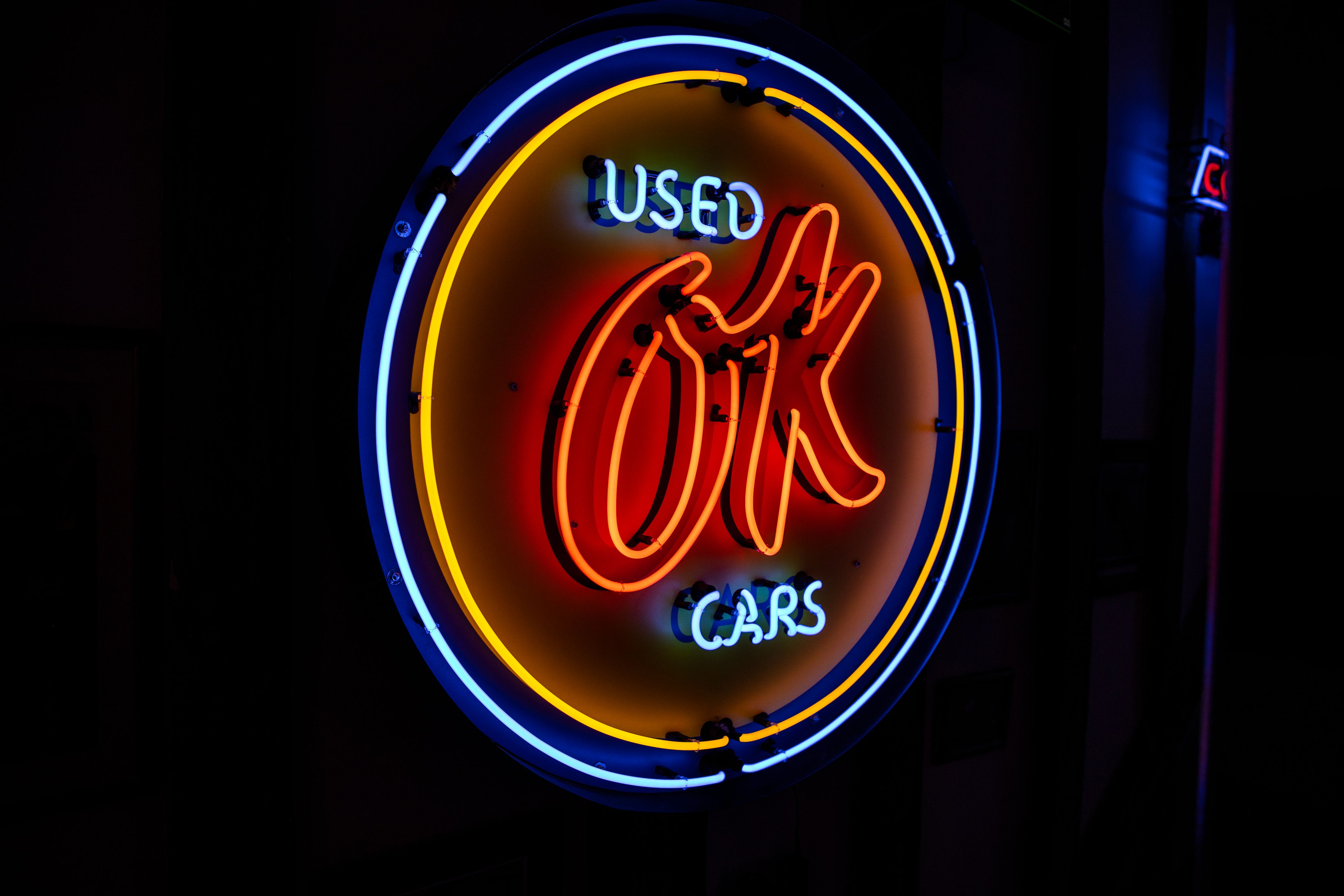 Bonhams Cars : An OK Used Cars neon sign
