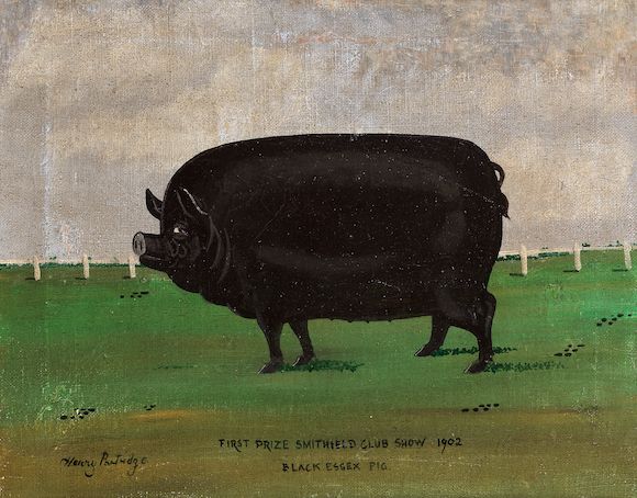 Bonhams : Henry Partridge (British), 'Prize Black Pig' oil on canvas