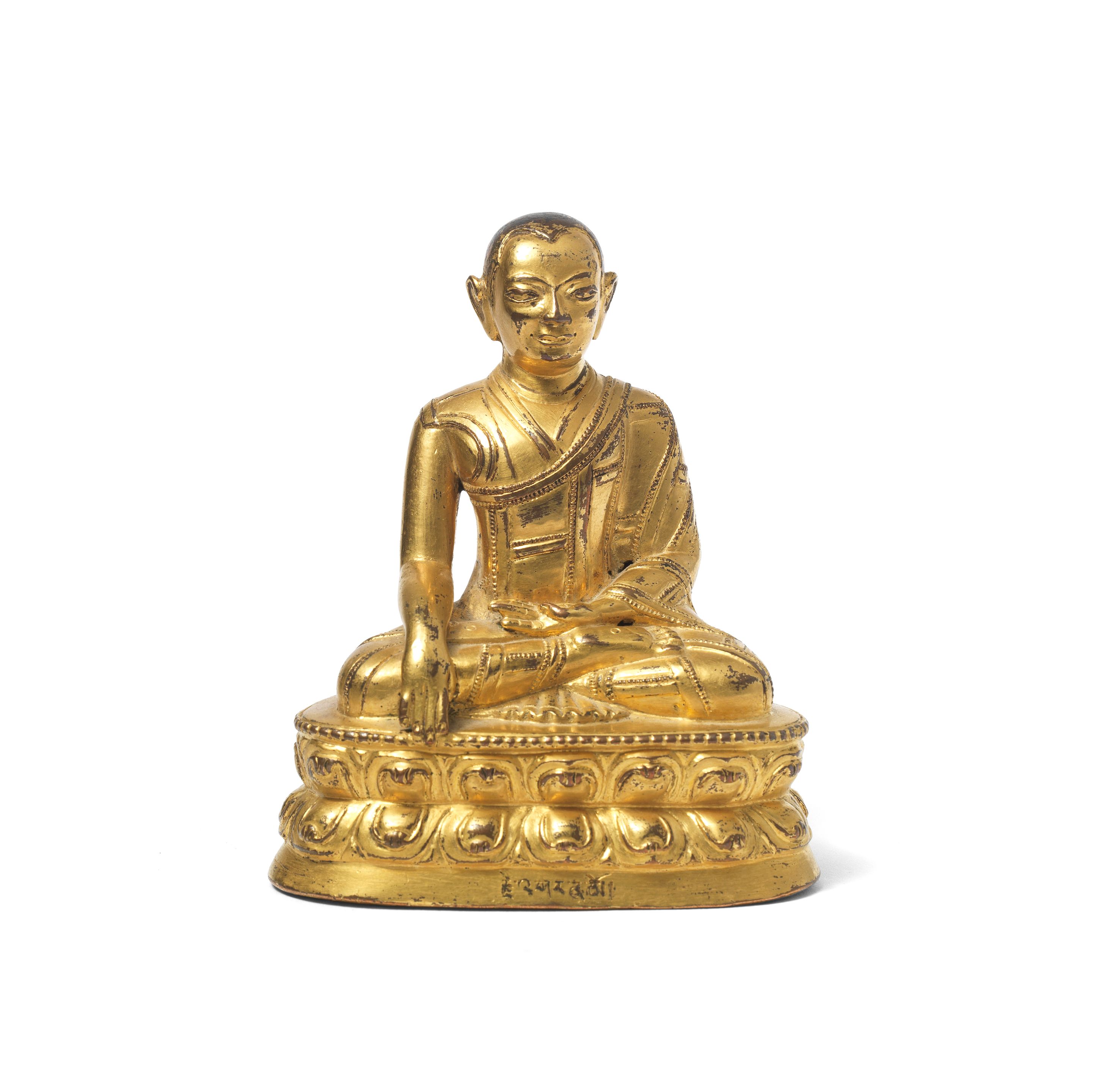 Bonhams : A rare gilt-bronze inscribed figure of Lha Jegar Tönpa Tibet ...