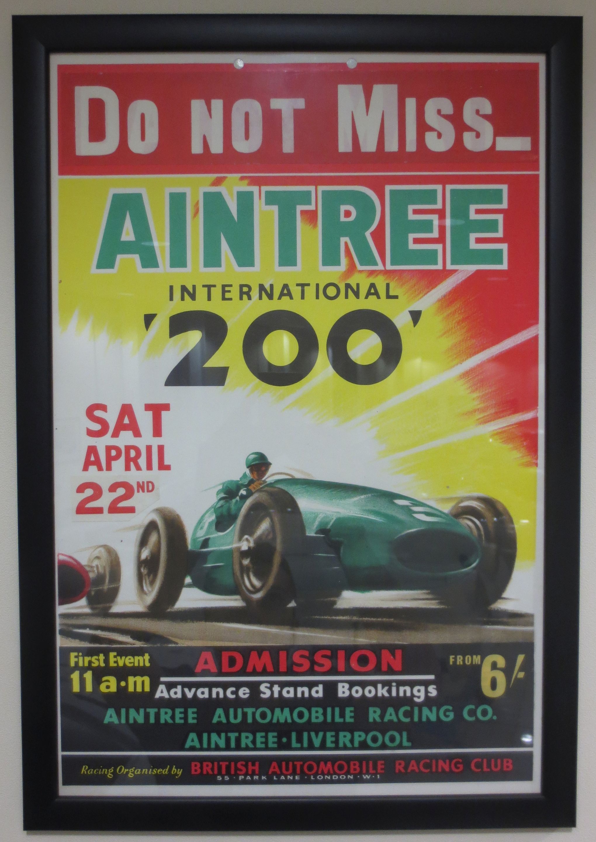 Bonhams Cars : Four Aintree car racing poster flyers, ((4))