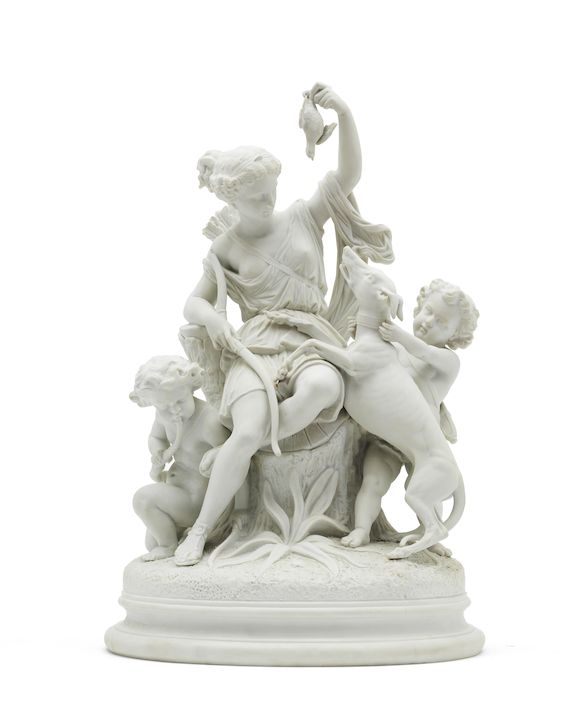 Bonhams : A French 19th century white bisque porcelain mythological ...