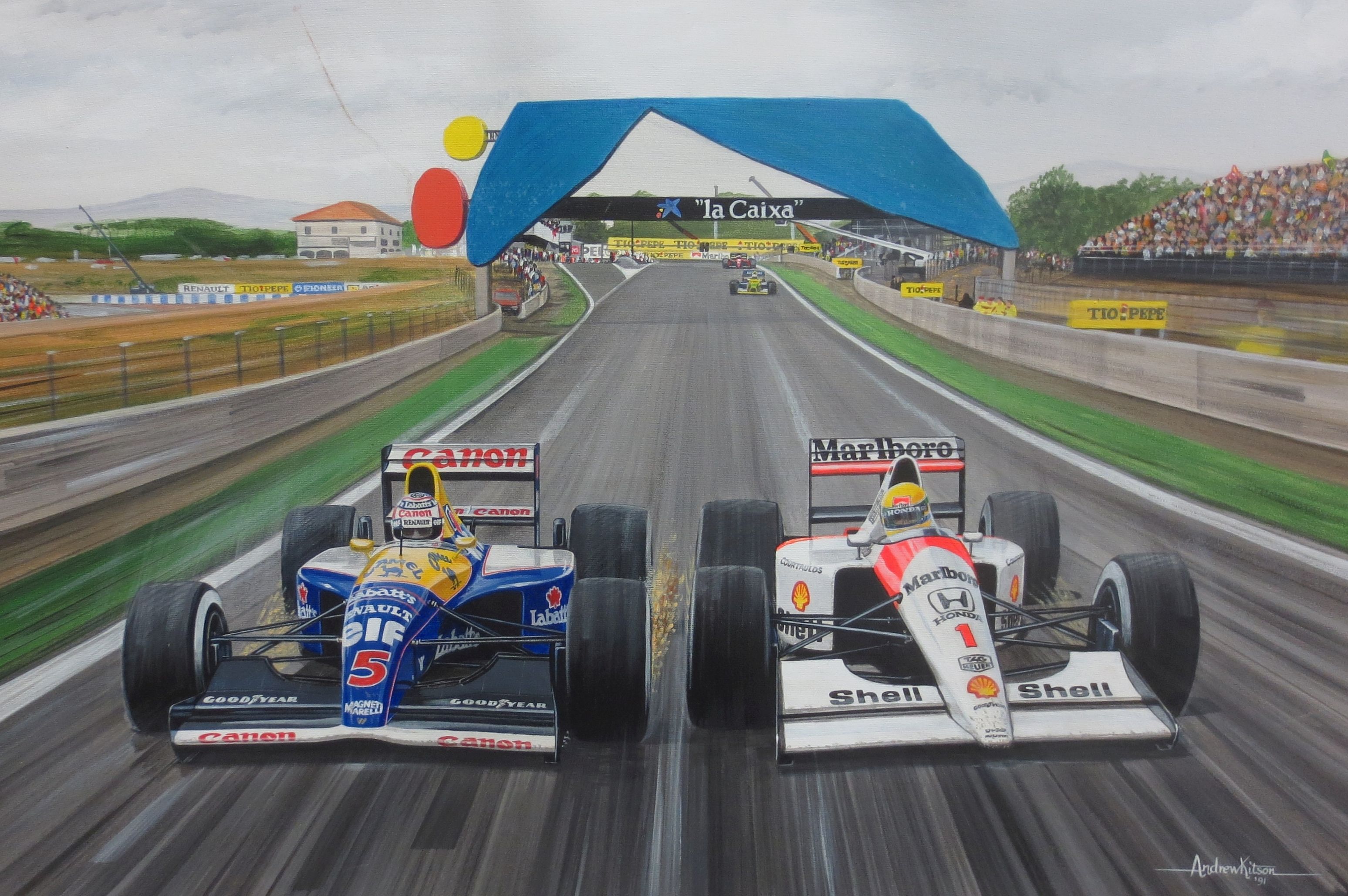 Bonhams Cars : Andrew Kitson: Four Formula 1 paintings, ((4))