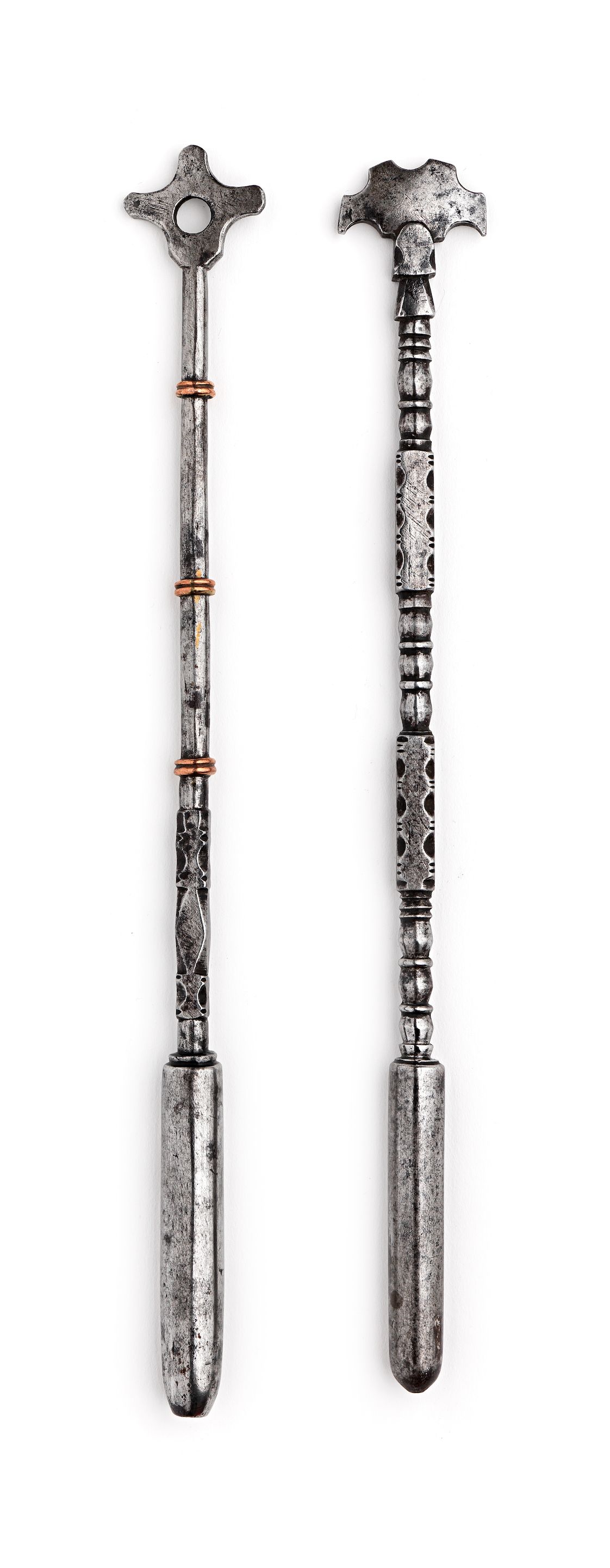 Bonhams : Two wrought steel poking sticks, British (2)