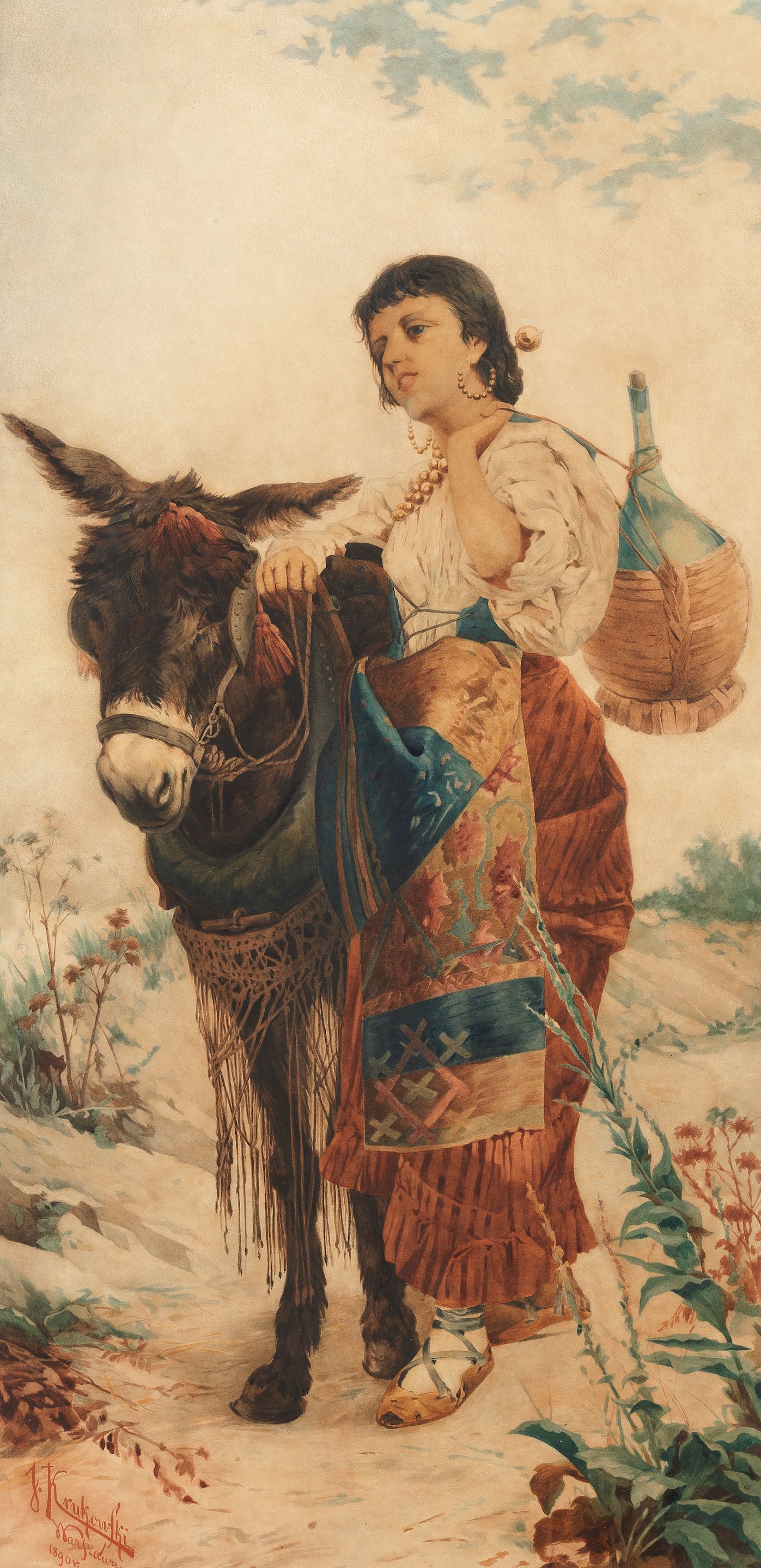 Bonhams : J. Krukowski, (Polish, 19th Century) The wine carrier