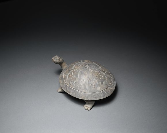 Bonhams : A grey pottery tortoise-shaped ink-stone and cover Han ...