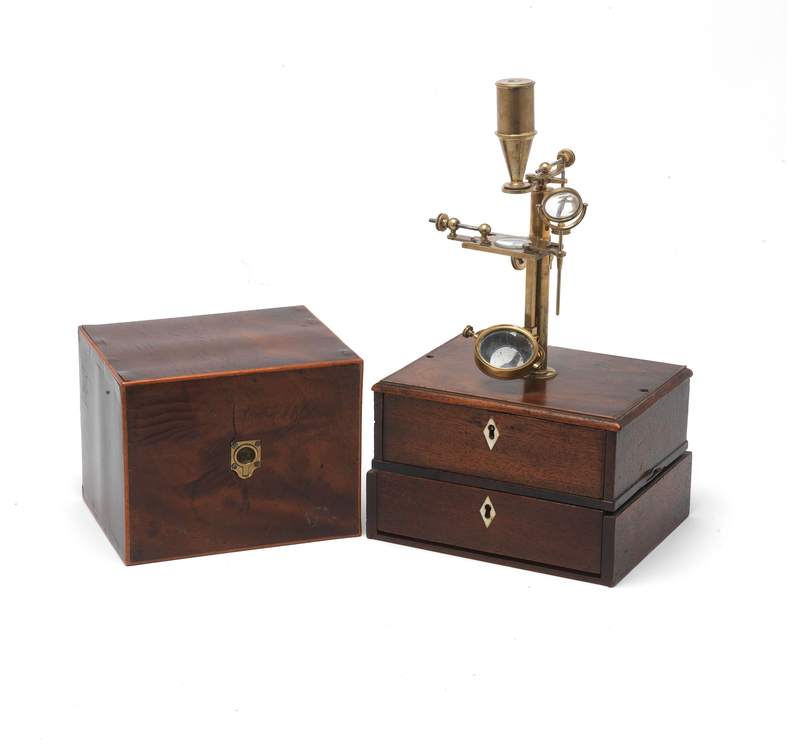 Bonhams : A part brass compound monocular microscope, Continental, late ...