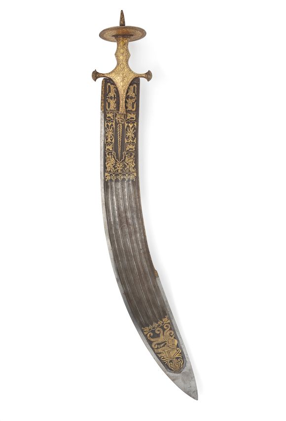 Bonhams : A gold koftgari steel ritual sword (tegha) Rajasthan or ...
