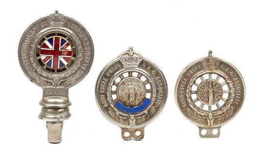 Bonhams Cars : Two RAC Associate Auto Cycle Union member's badges, ((3))