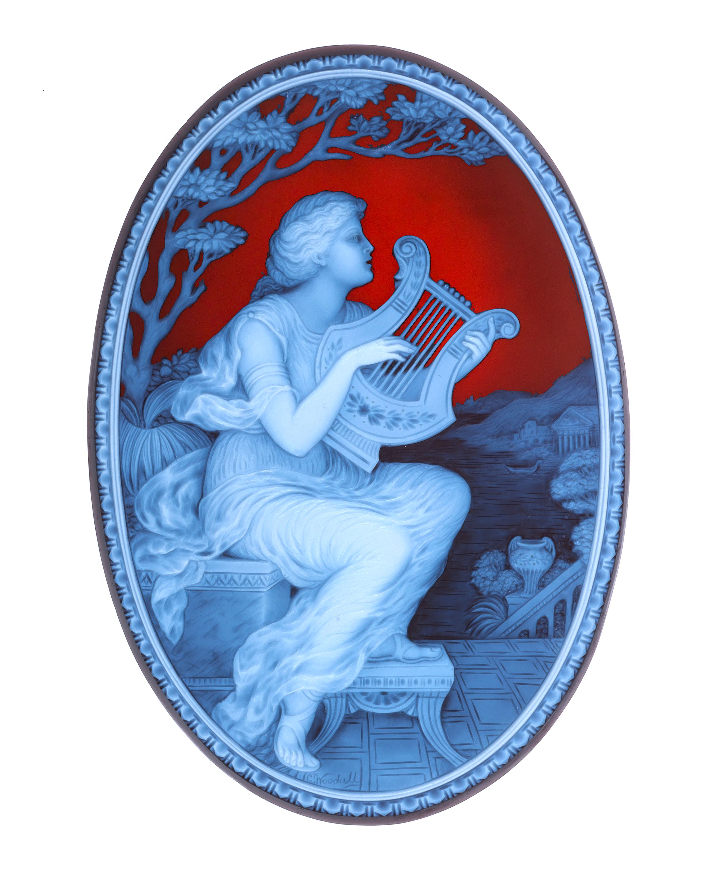 Bonhams : Sappho An important cameo glass plaque by George Woodall ...