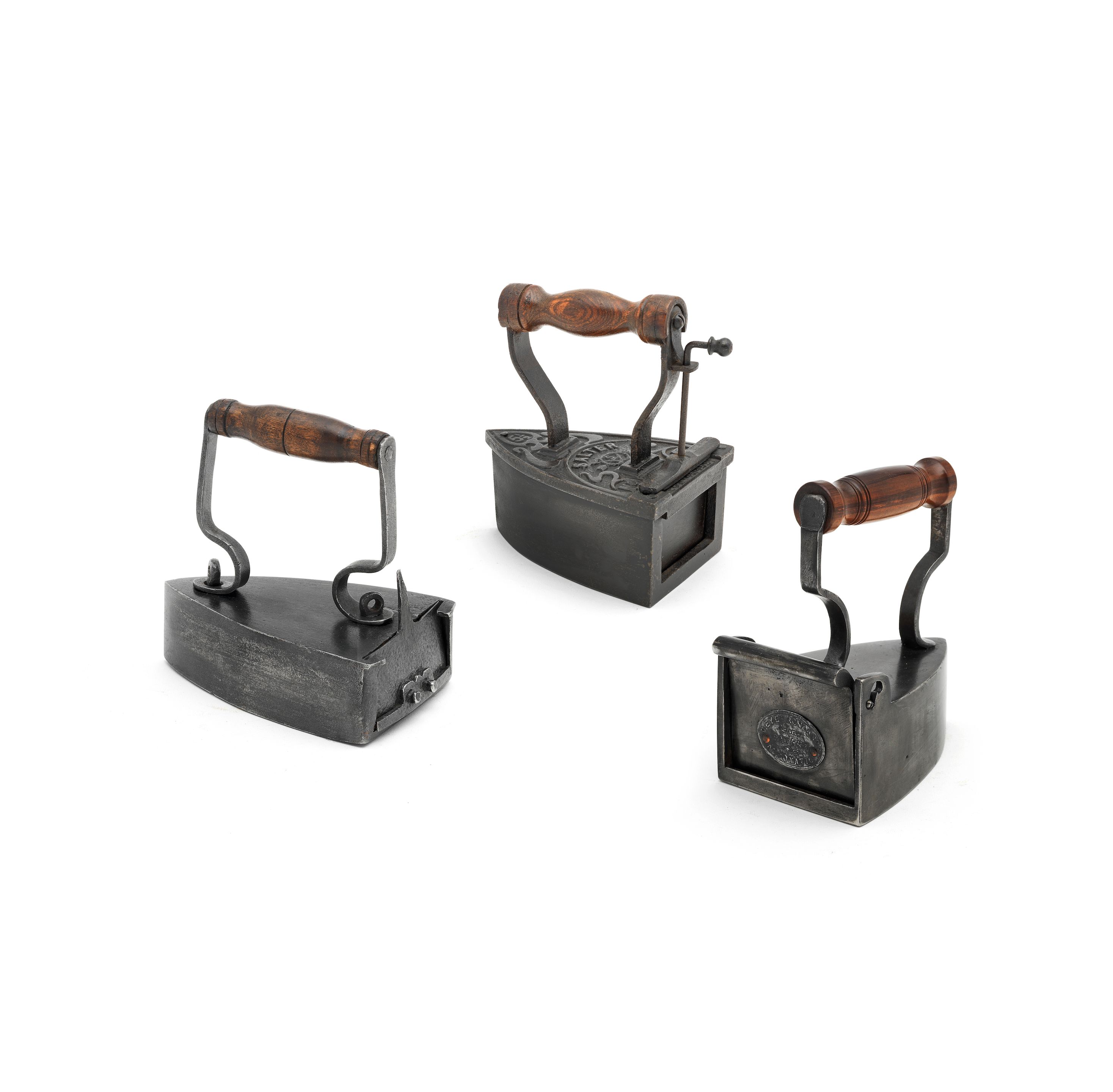 Bonhams : Three box irons, British (5)