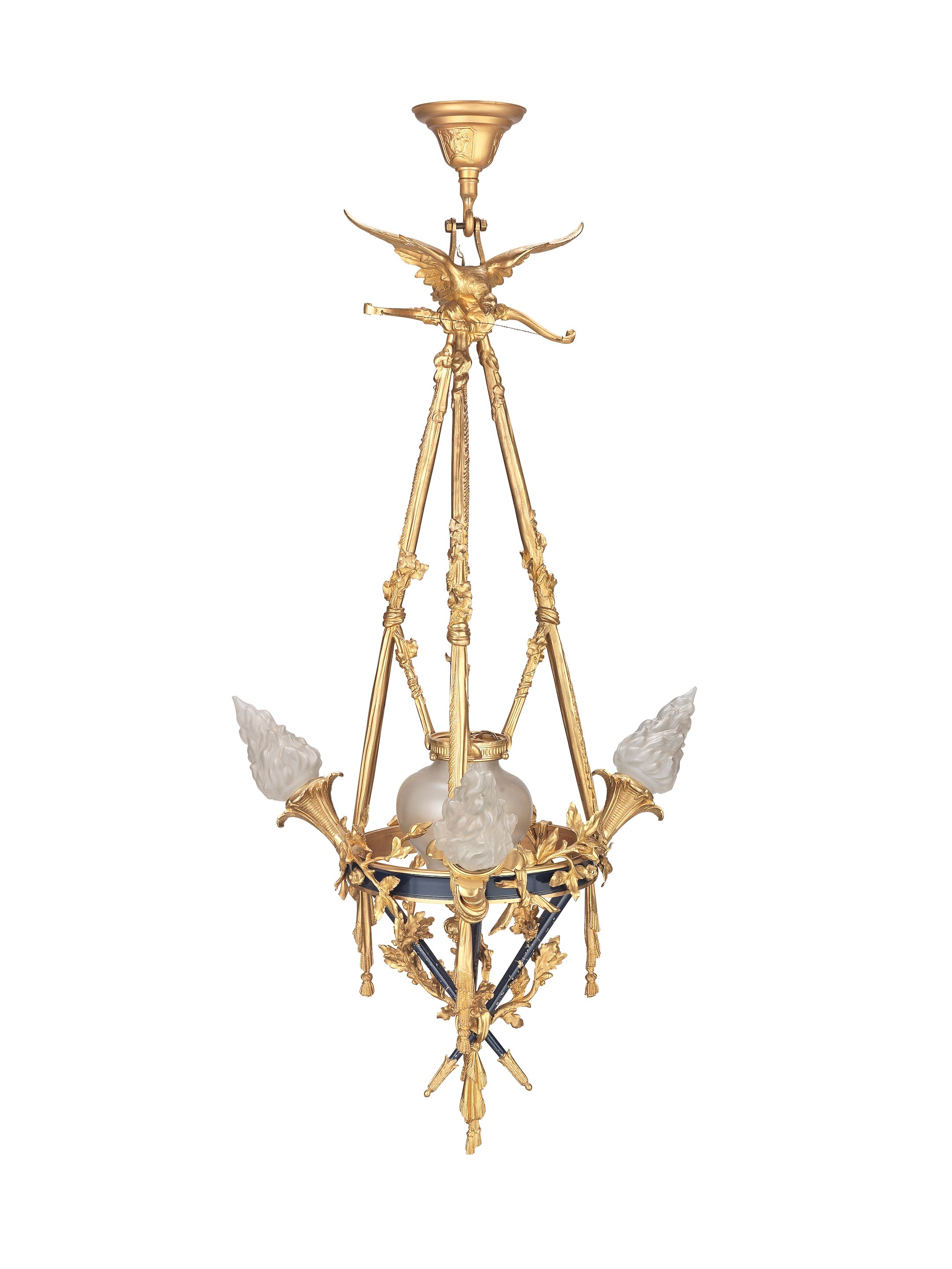 Bonhams : A French gilt and painted bronze four light electrolier In ...