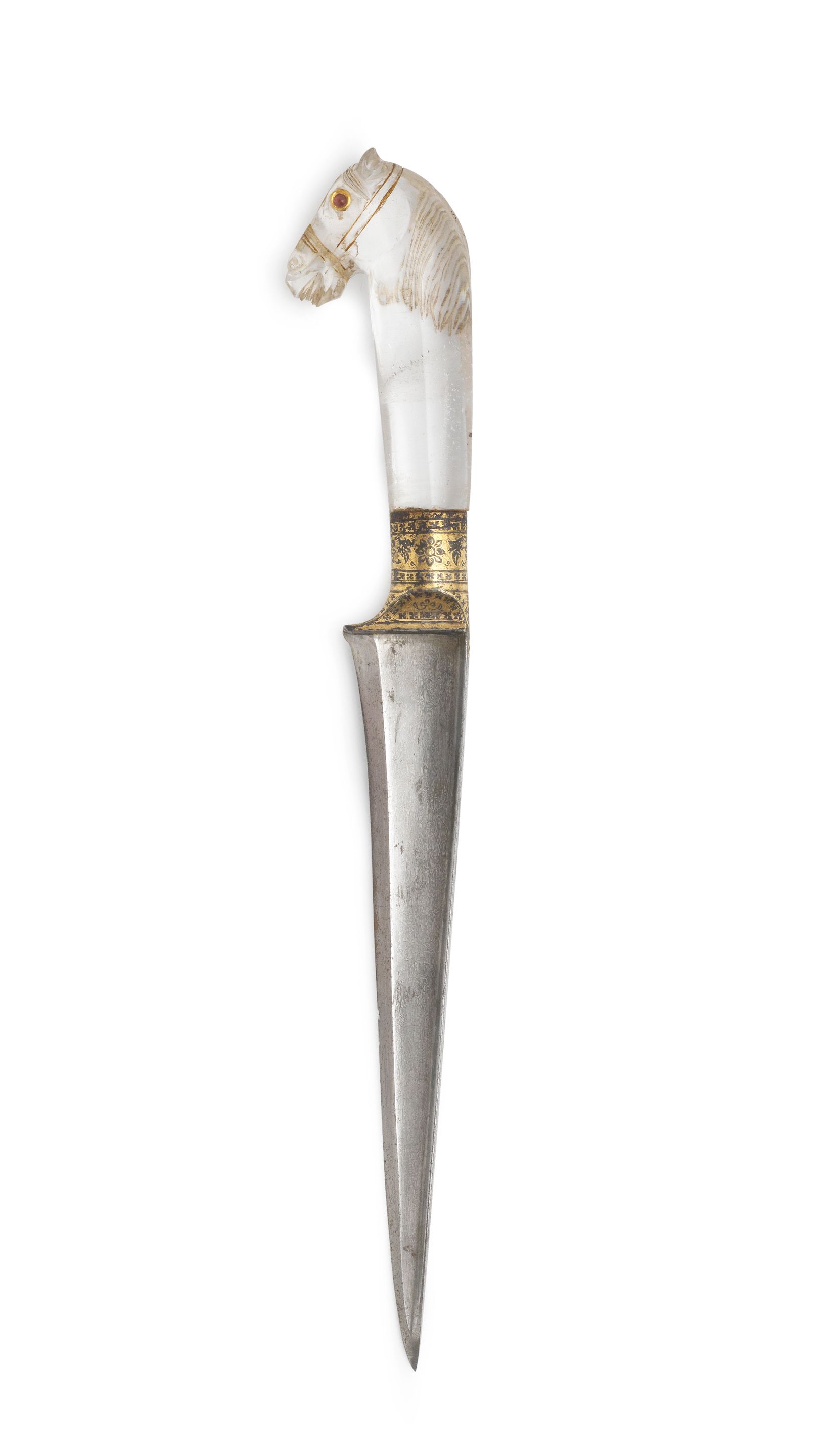 Bonhams : A Mughal rock crystal horse head dagger (peshkabz) North ...