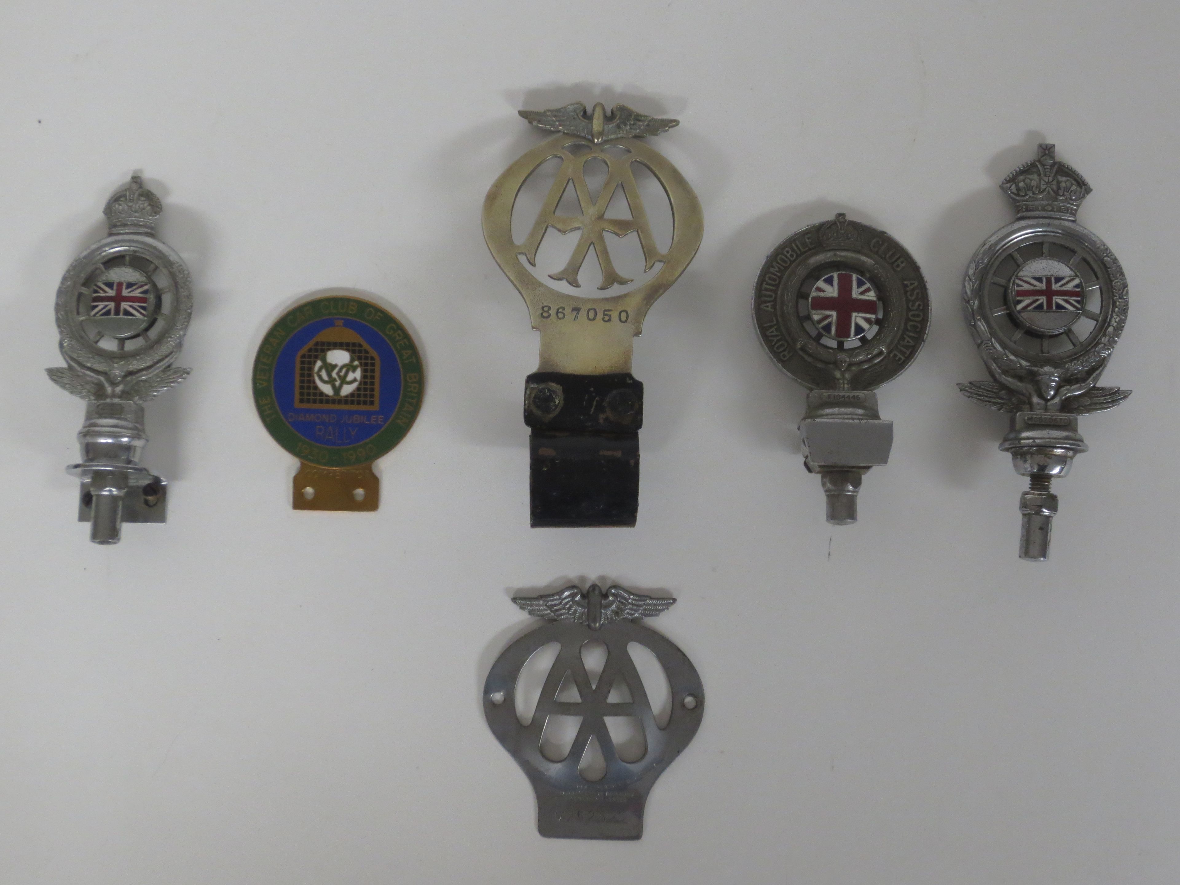 Bonhams Cars : Five AA and RAC car badges, ((6))