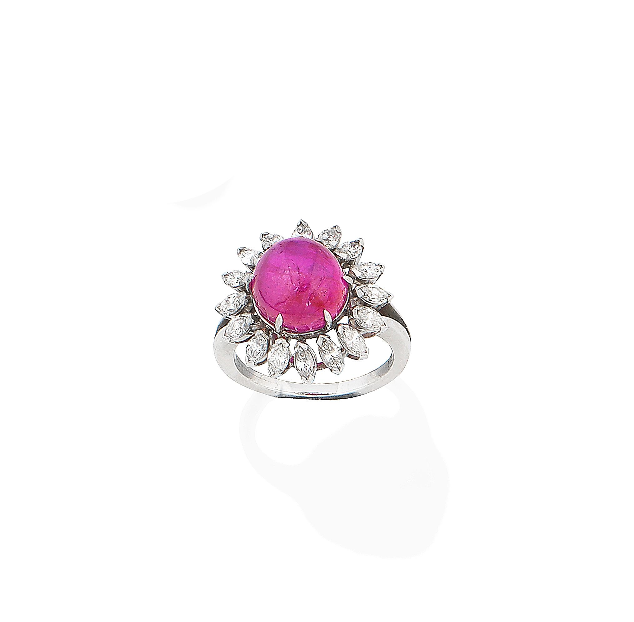 Bonhams : A ruby and diamond cluster ring