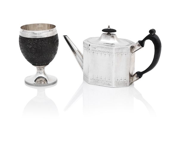 Bonhams : A George III silver-mounted coconut cup, and a George III ...