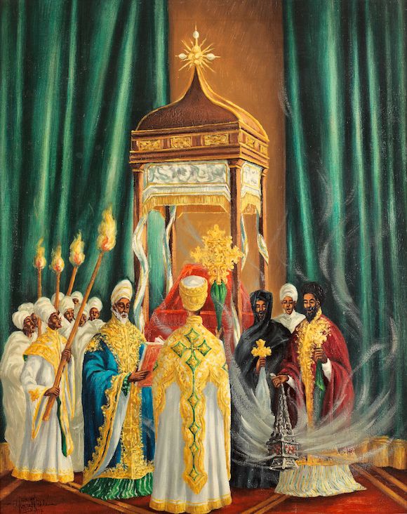 Bonhams : Afewerk Tekle (Ethiopian, 1932-2012) An Orthodox Service