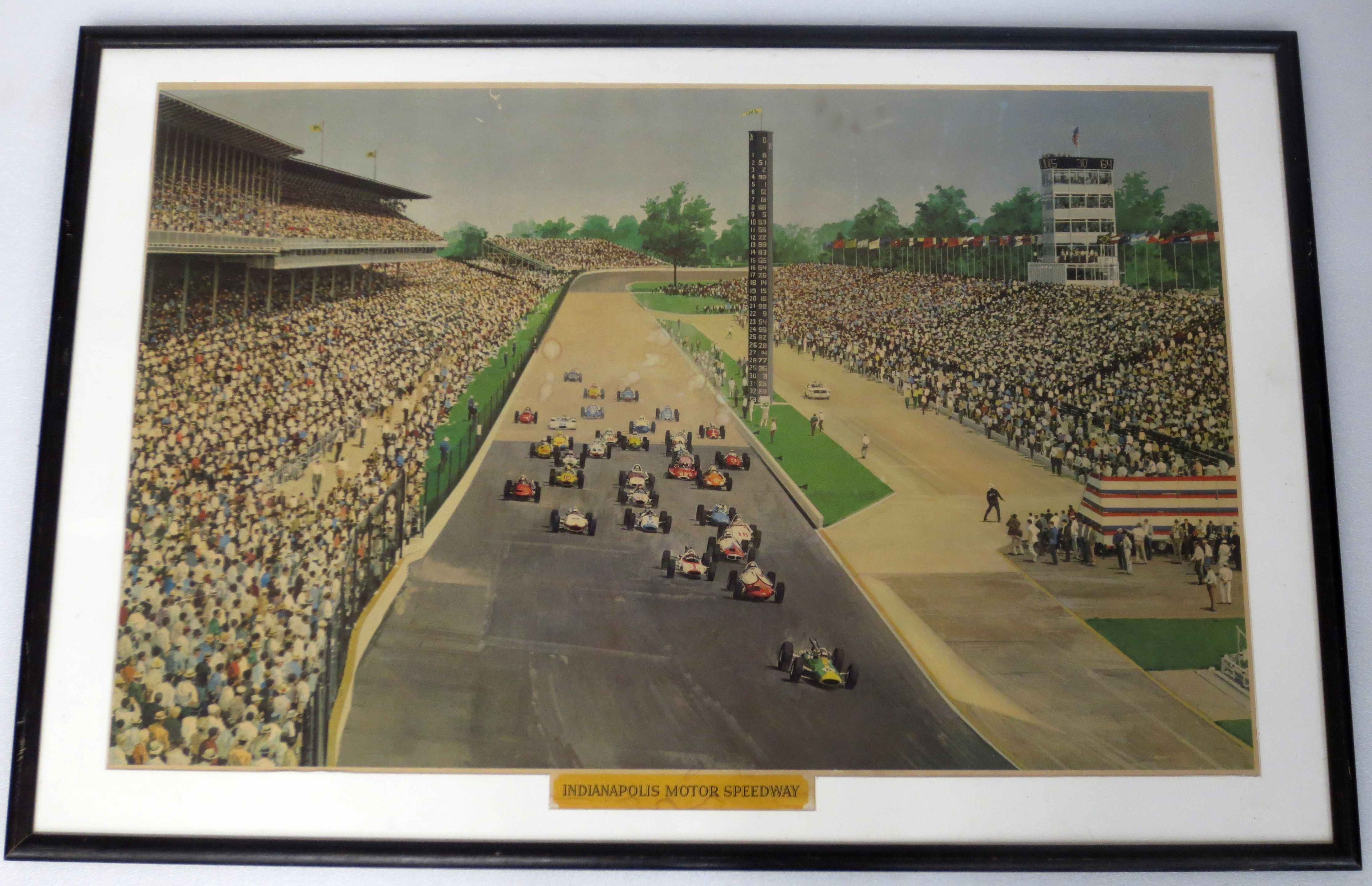 Bonhams Cars : 'Indianapolis Motor Speedway', a large print depicting ...