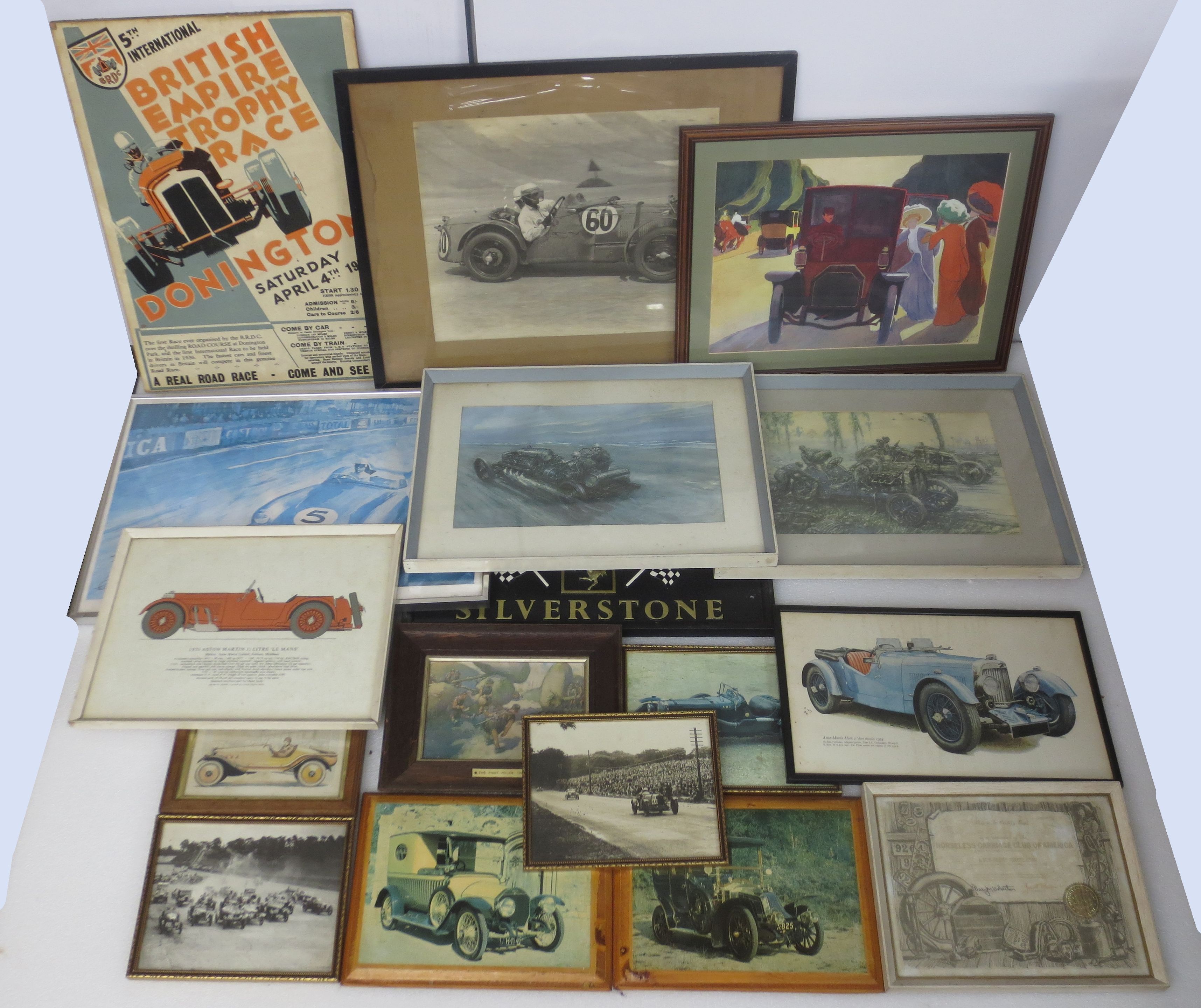 Bonhams Cars : Assorted framed motoring prints, ((Qty))