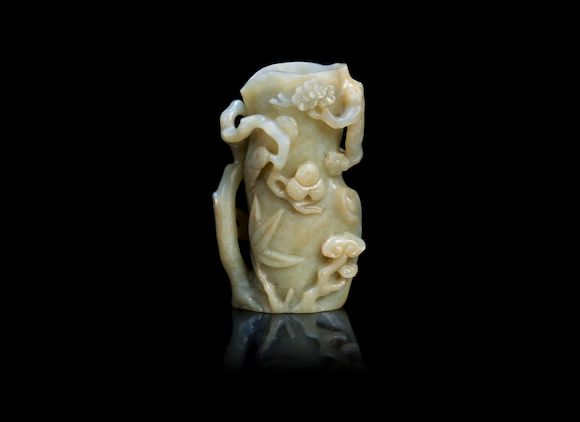 Bonhams : A 'Three Friends' jade trunk vase 18th century