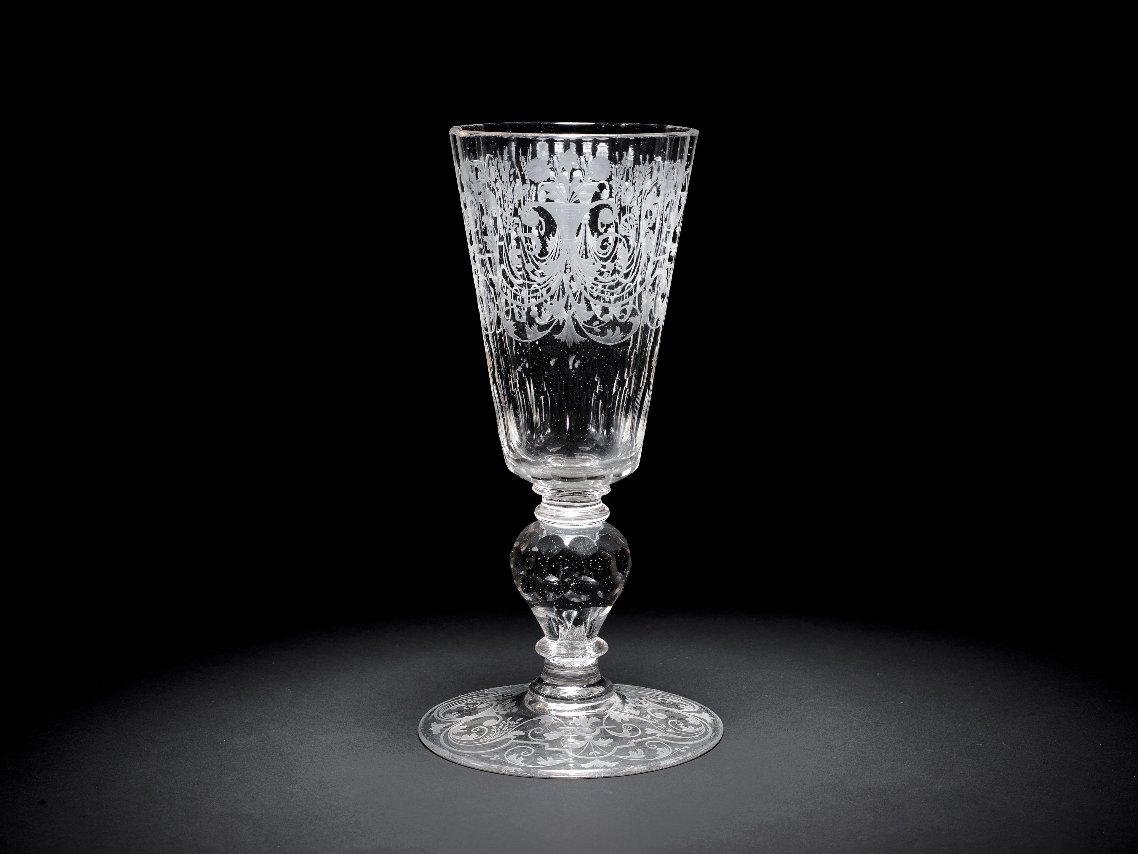 Bonhams : A large Bohemian engraved goblet, first quarter 18th century
