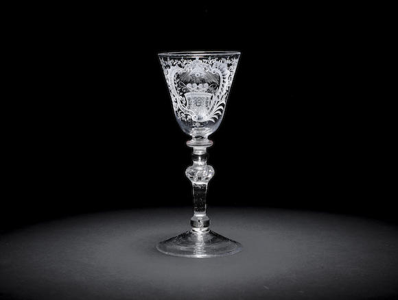 Bonhams A Dutch Engraved Light Baluster Marriage Goblet Circa 1750