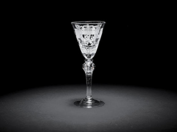 Bonhams A Rare Dutch Engraved Armorial Voc Light Baluster Wine