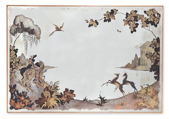 Bonhams : A mid 20th century Continental reverse painted mirror panel (2)