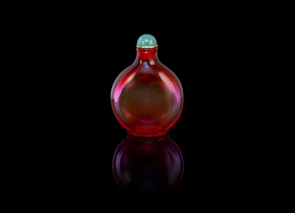 Bonhams : A pale ruby glass snuff bottle 1720-1780, attributed to the ...