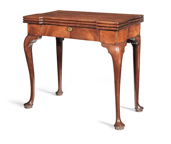 Bonhams : A George II mahogany triple-top games/card/writing table one ...