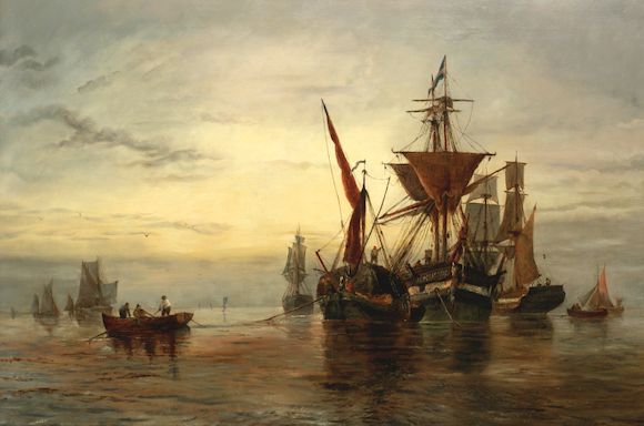 Bonhams : George Stainton (British, active 1866-1890) Shipping at dawn