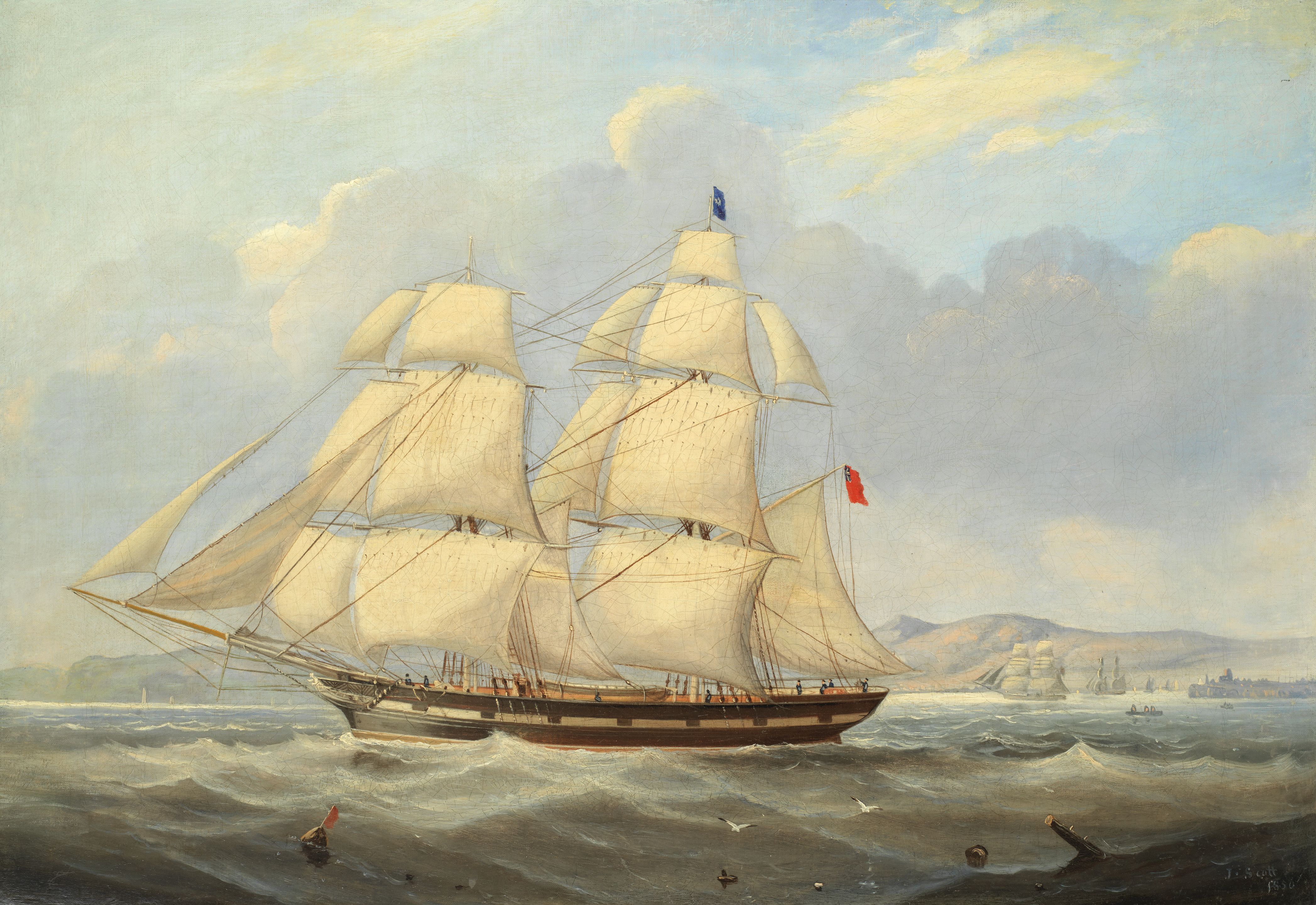 Bonhams : John Scott (British, 1802-1885) A British merchant brig in ...
